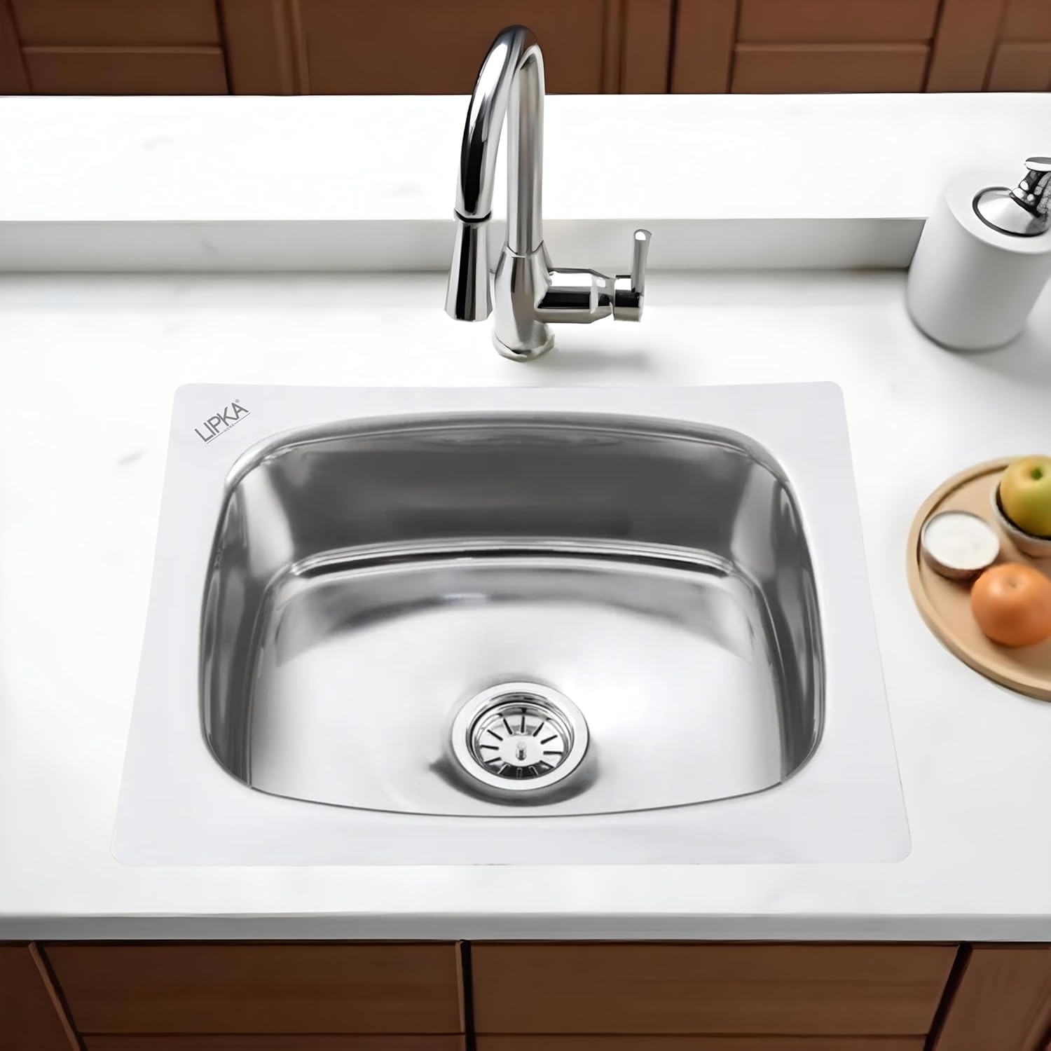 LIPKA Silver Range Premium Stainless Steel Round Single Bowl Kitchen ...