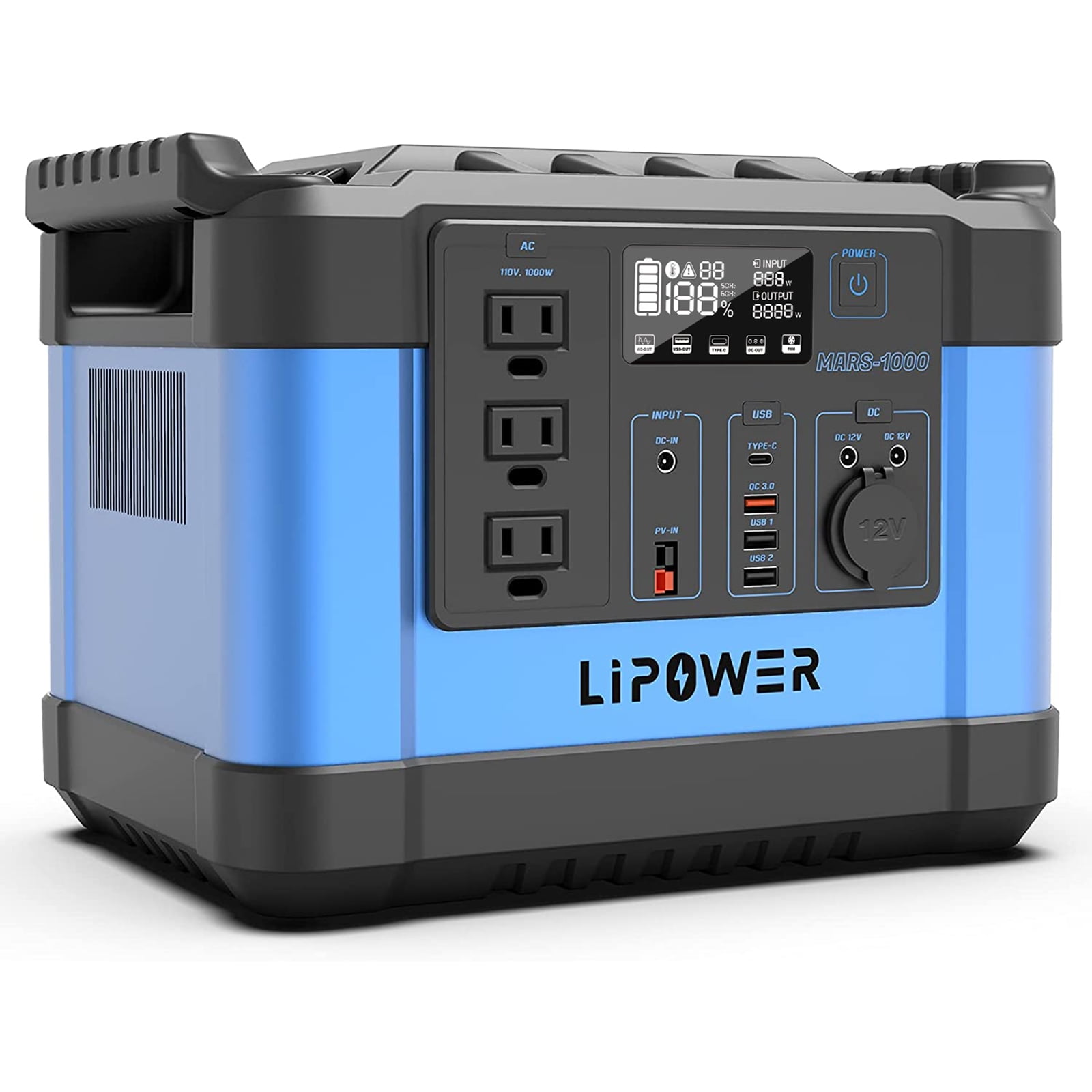 LIPOWER Portable Power Station 1000W, 1100Wh 300000mAh Solar Generator ...