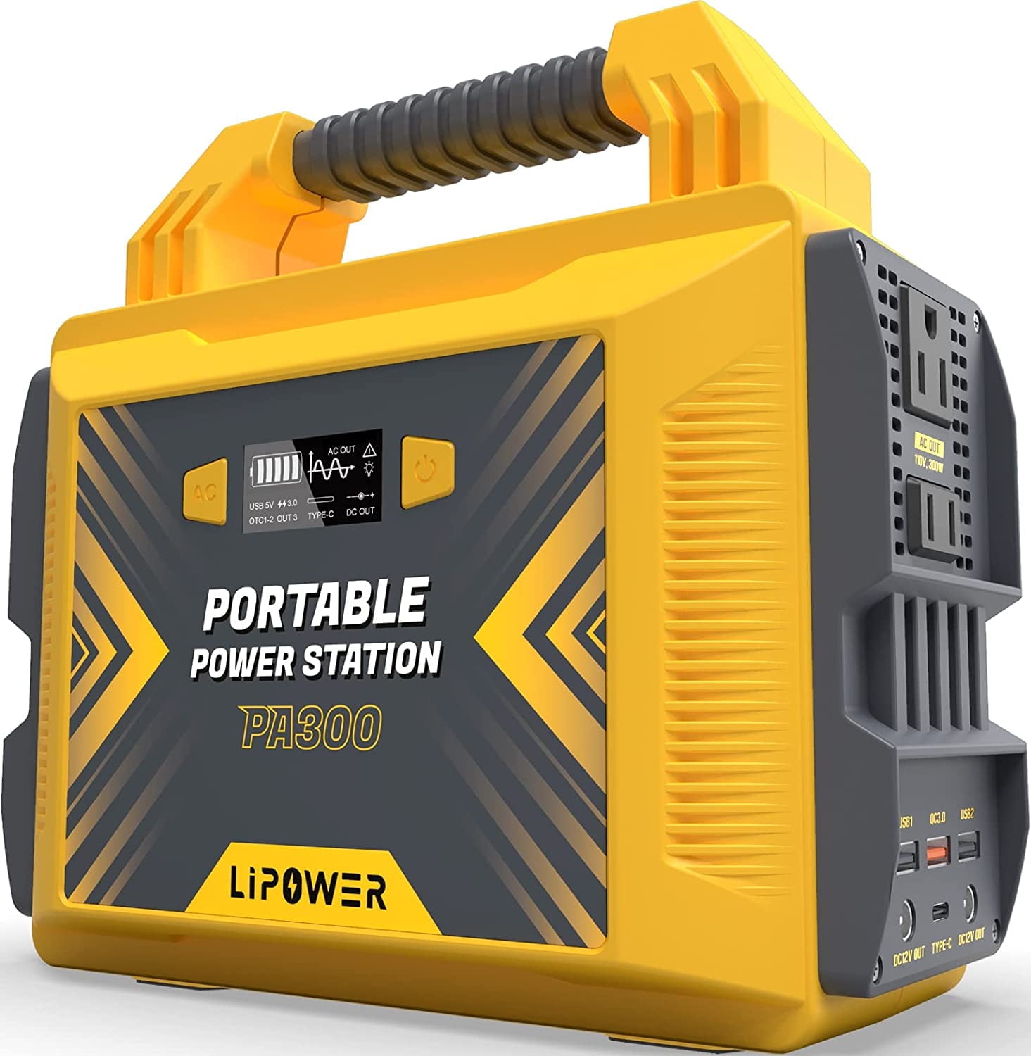 LIPOWER Portable Power Station 300W, 296Wh Solar Generator, LED Light ...