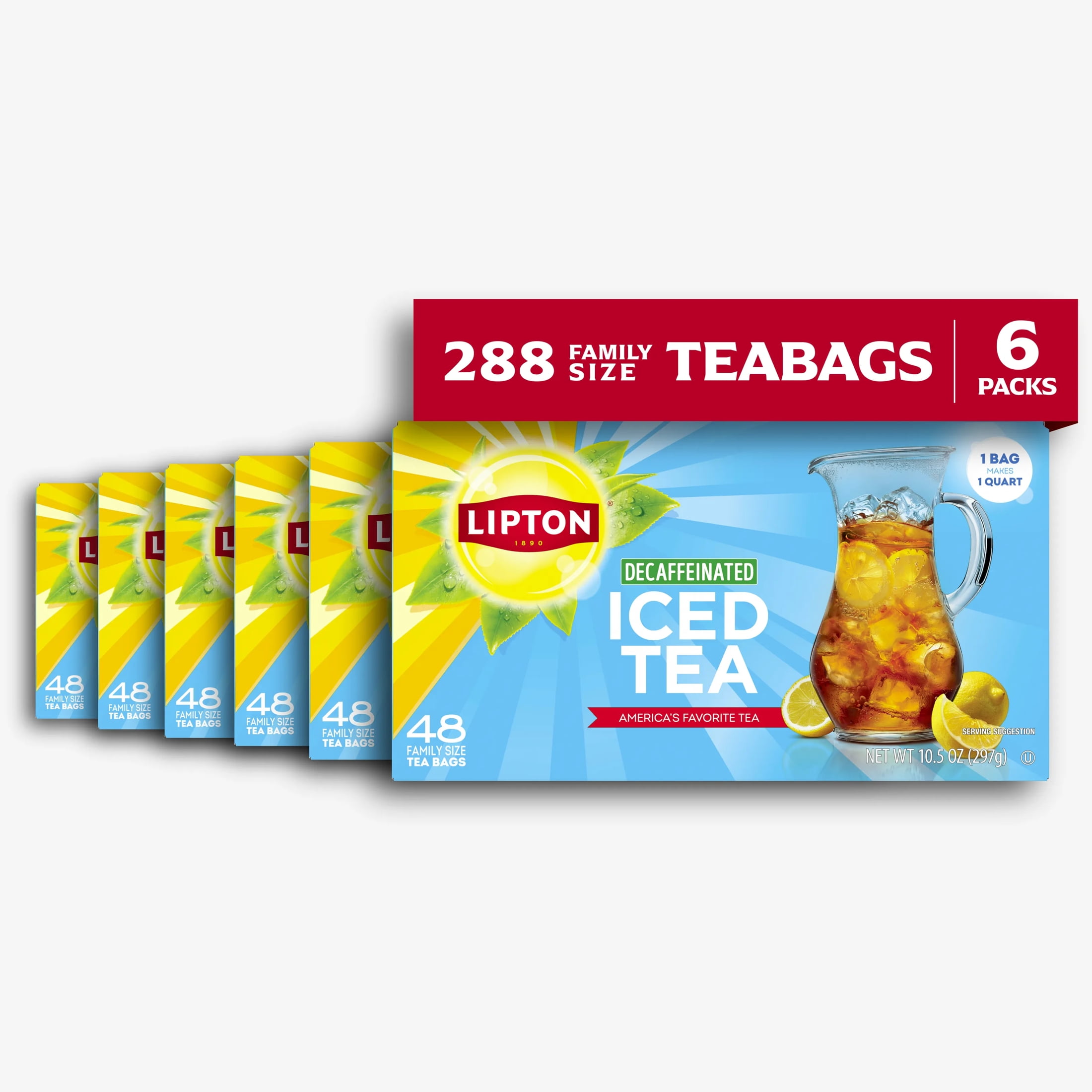 Lipton Decaffeinated Black Tea, Family Size Tea Bags, 48 Count, Pack of ...