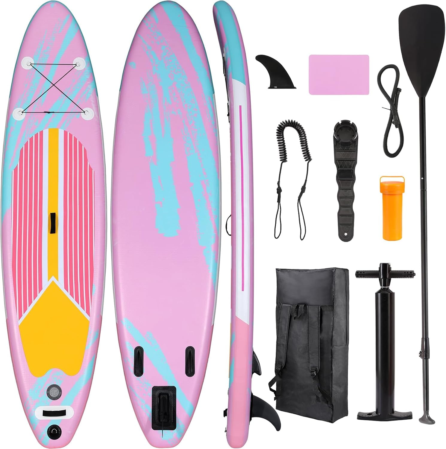 LIQI 10/11/12FT Inflatable Stand Up Paddle Board W/SUP Accessories, Surf Board W/ 3 Fins ...