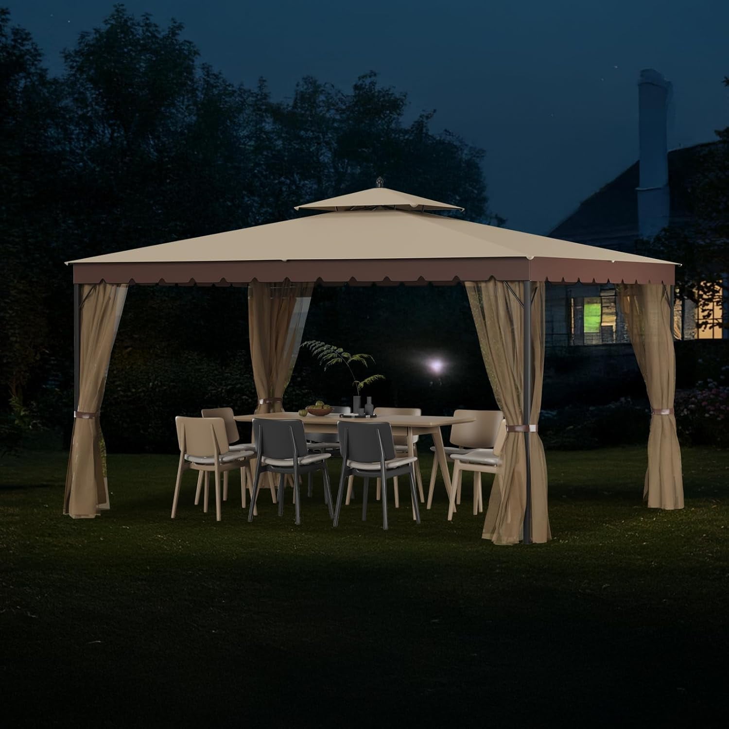 LIQI 10x13 Gazebo with Mosquito Netting,Sturdy Metal Outdoor Patio ...