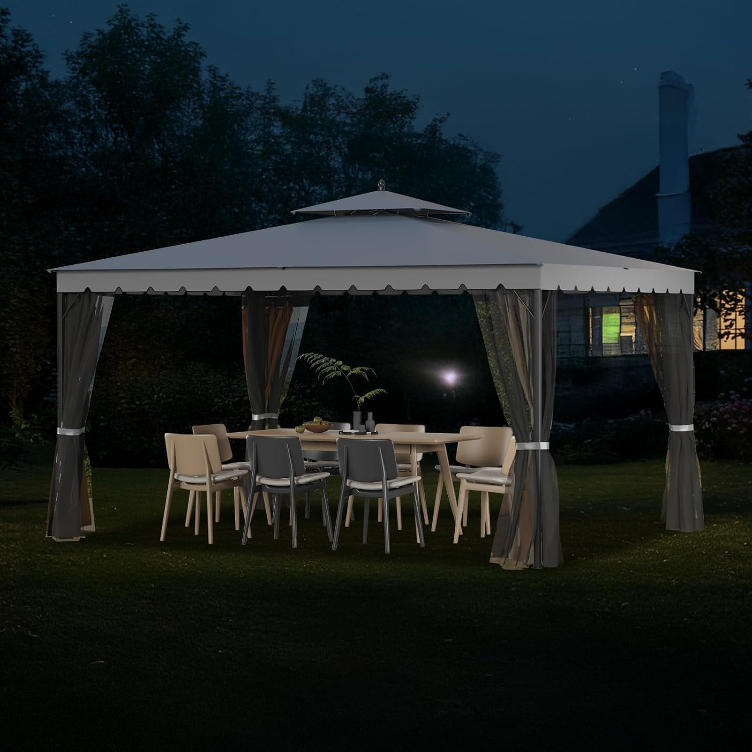 LIQI 10x13 Gazebo with Mosquito Netting,Sturdy Metal Outdoor Patio ...