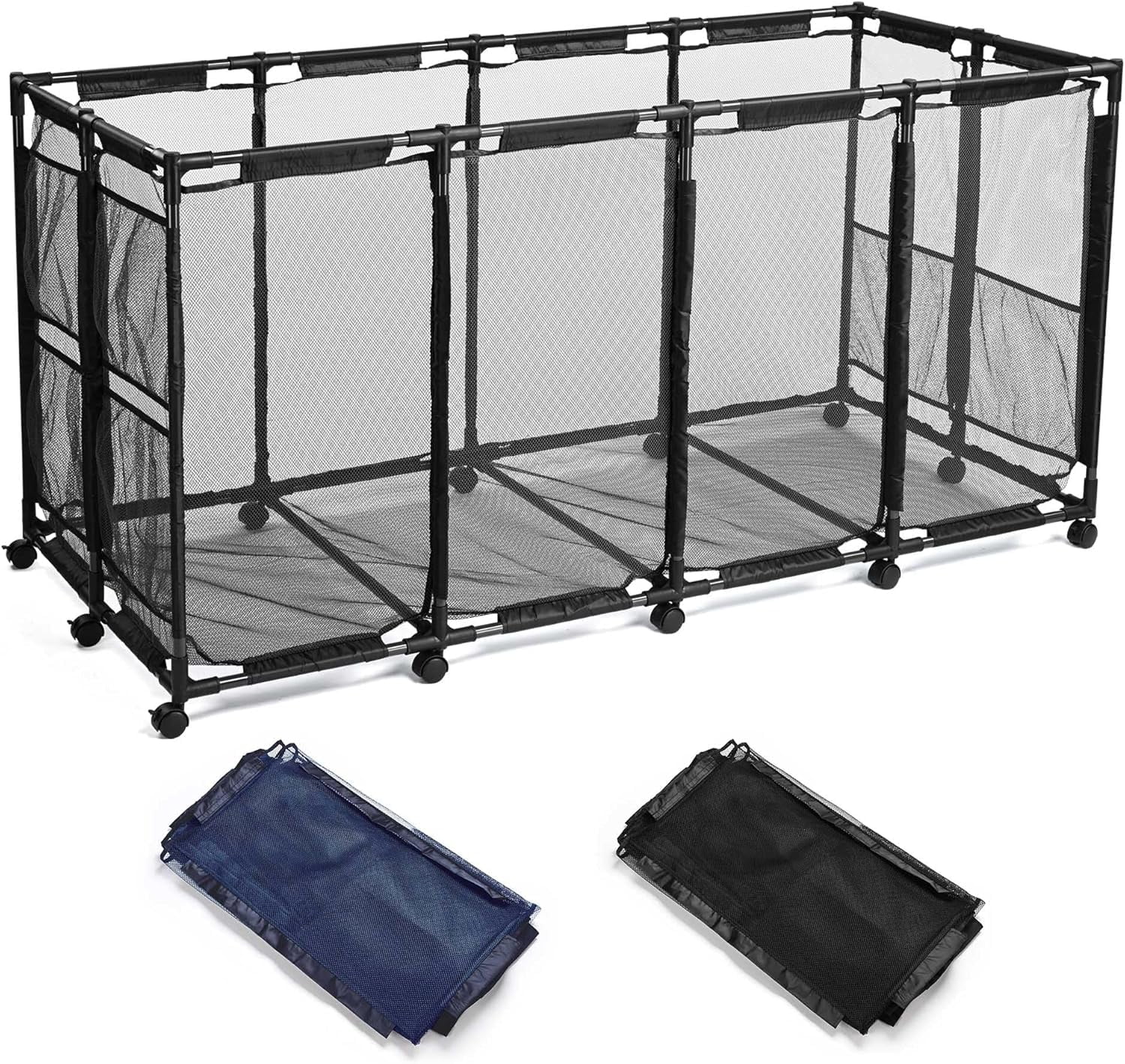 LIQI 280 Gallon Pool Float Storage Bin Basket with Blue Mesh Cover ...