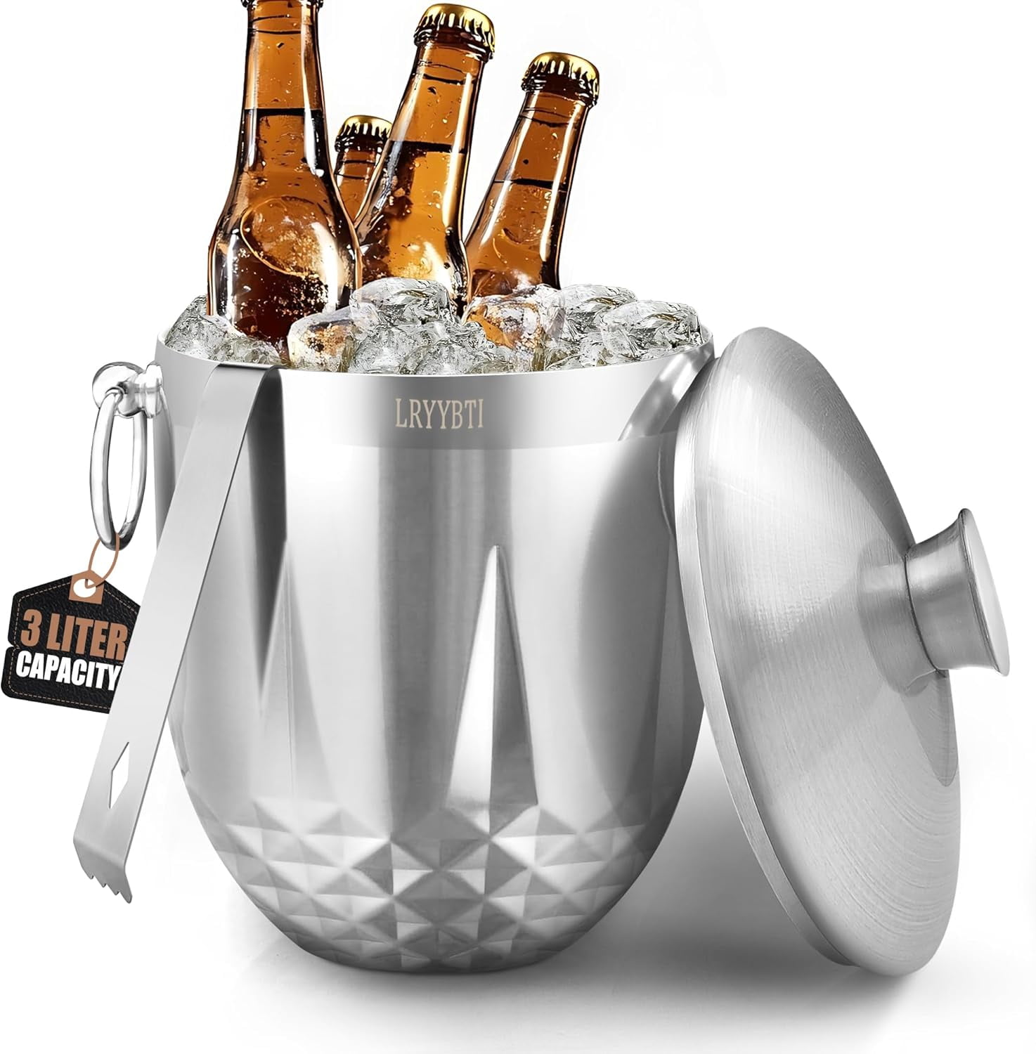 LIQI 3L Ice Buckets for Parties and Cocktail Bar,Tongs & Strainer ...