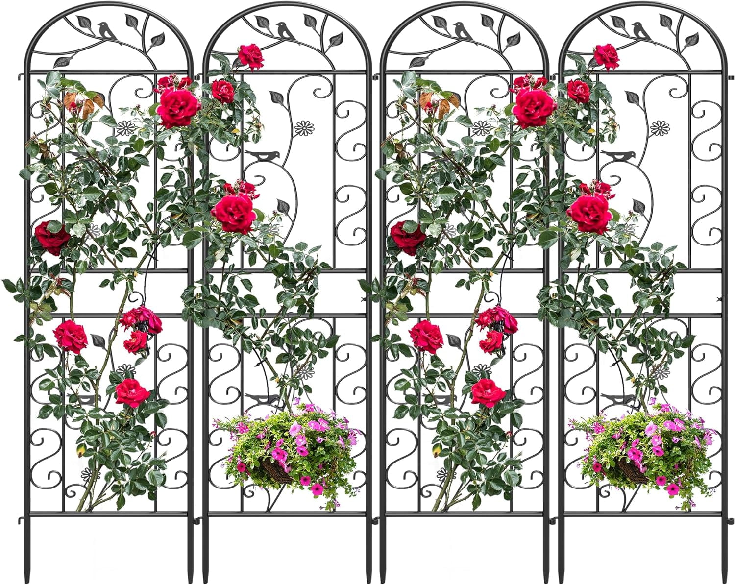 LIQI 4 Pack 87x20in Garden Arch Trellises for Supporting Climbing Plants Outdoor, Roses ...