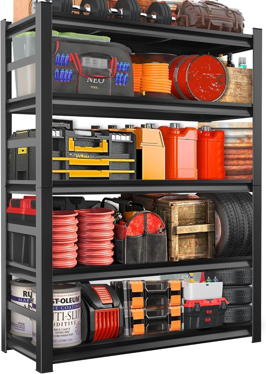 LIQI 71.2"H Garage Shelving,Heavy Duty Storage Shelves,Adjustable 5 ...