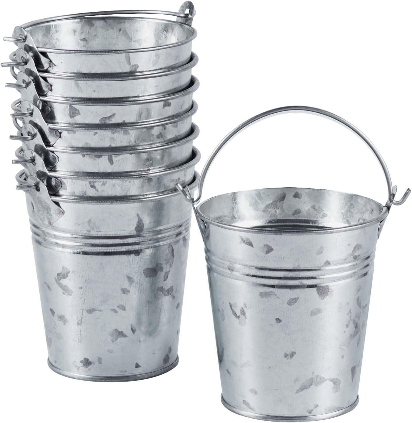 LIQI 8 Pack Galvanized Metal Buckets with Handle Ice Pails for Plants ...