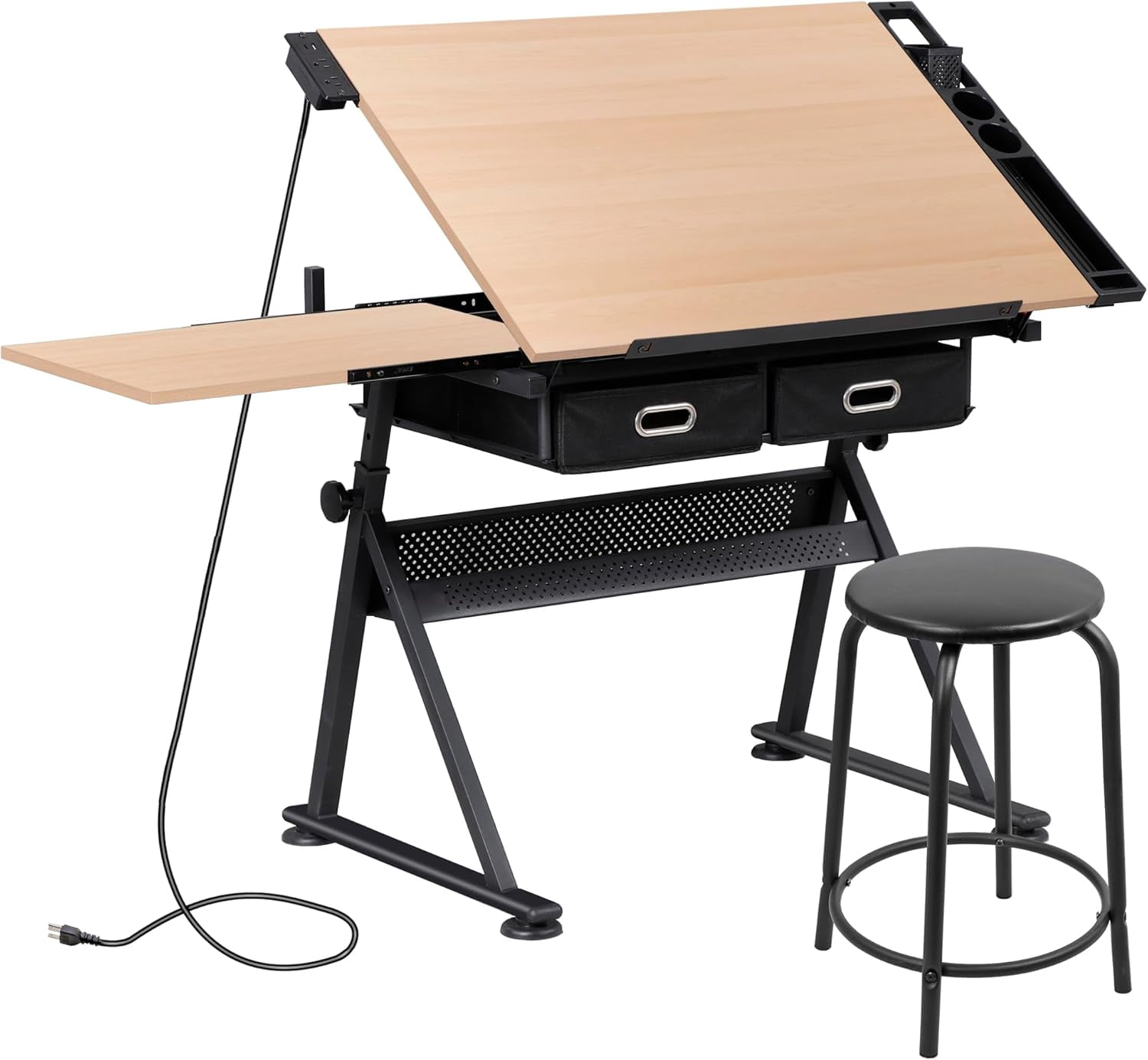 LIQI Adjustable Drafting Table with Stool, Tilting Drawing Desk Artist ...