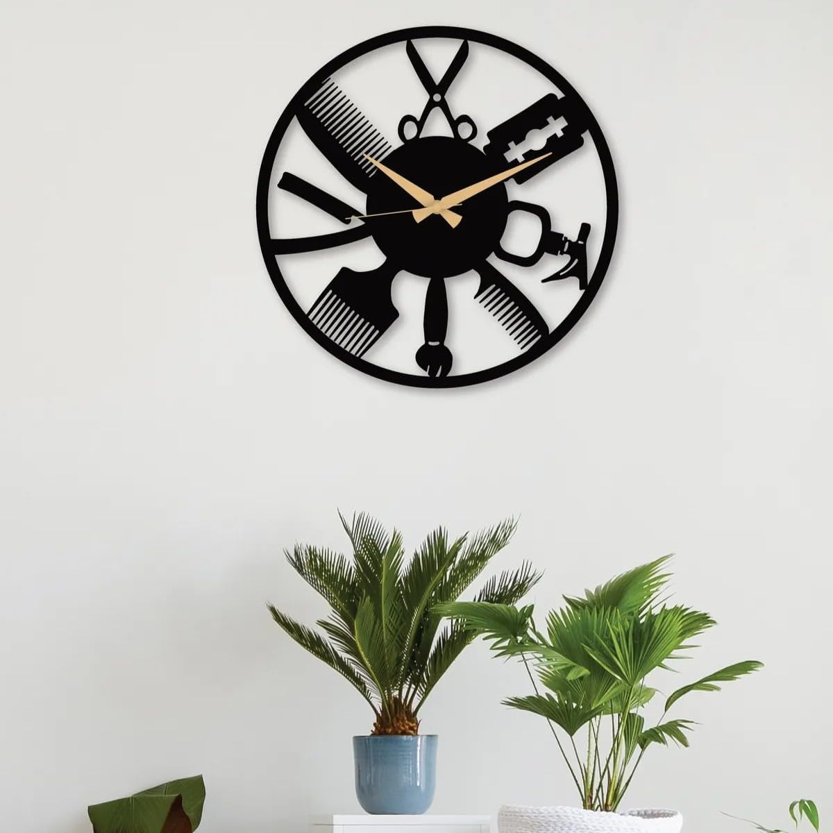 LIQI Barber Design Metal Wall Clock - Stylish Clock for Barbershops ...