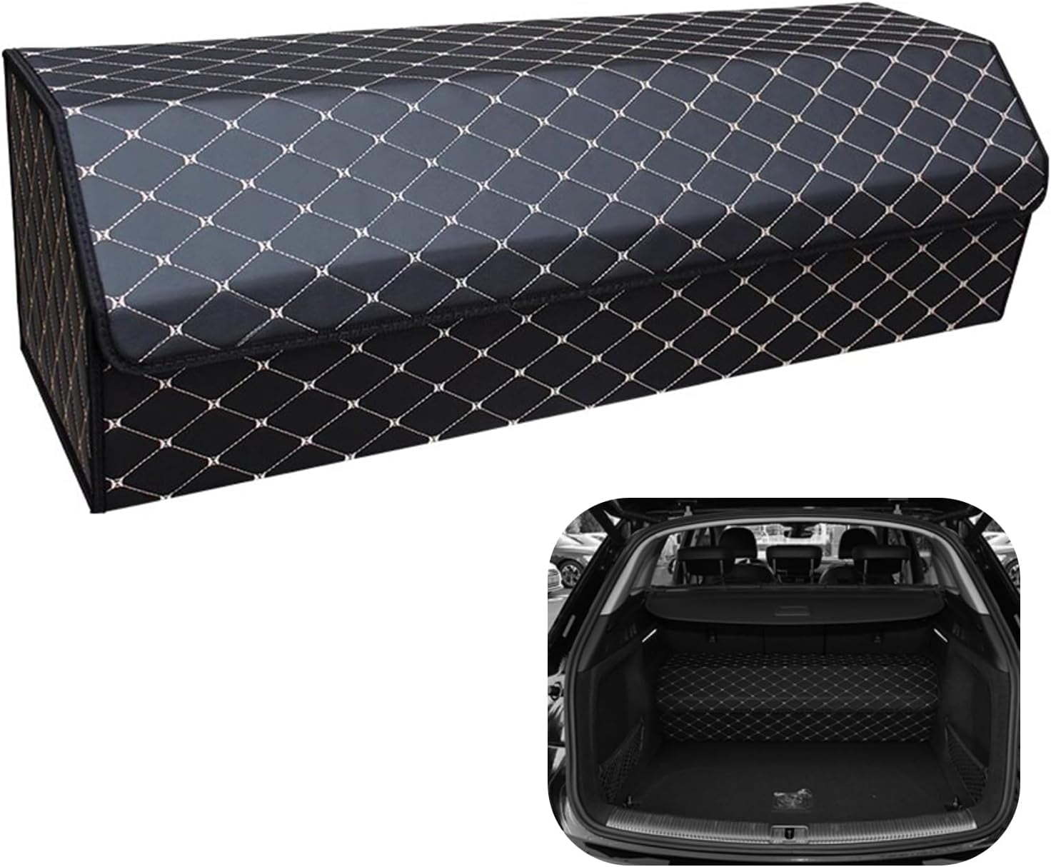 LIQI Car Trunk Organizer for Dodge Ramcharger - Custom Fit,4-Layer Cover,Leather,Large Space ...