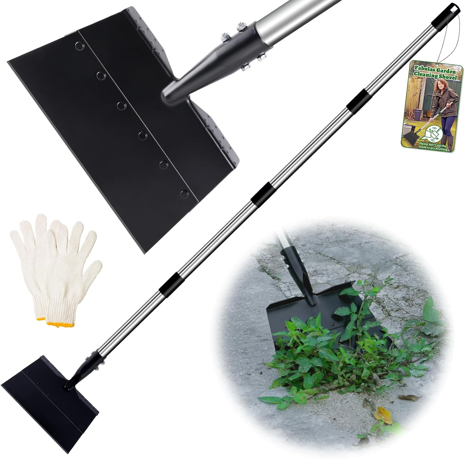 LIQI Garden Cleaning Shovel, 67 inch Adjustable Long Handle Flat Shovel ...