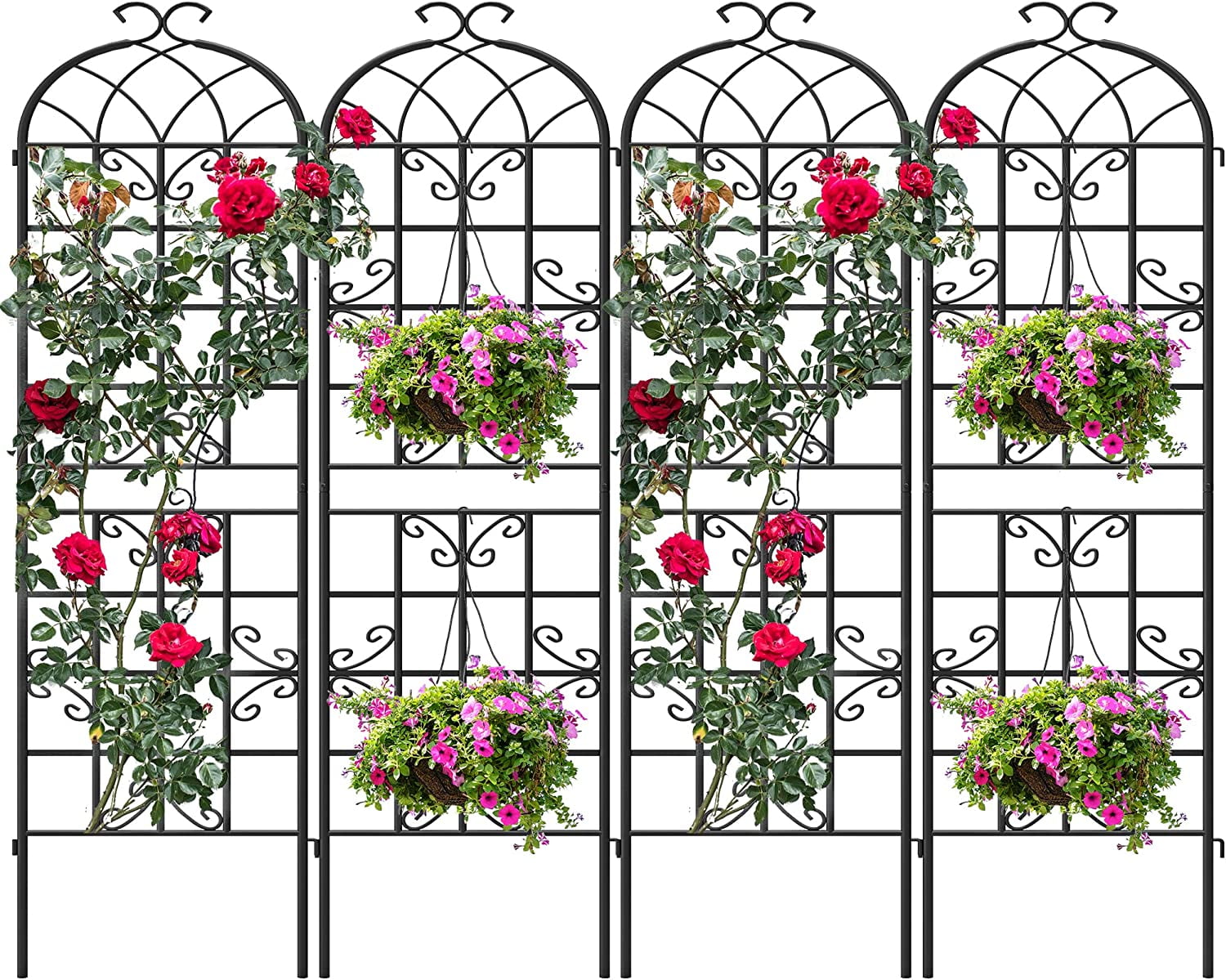 LIQI Garden Trellis Garden Fencing for Climbing Plants 4 Pack ...
