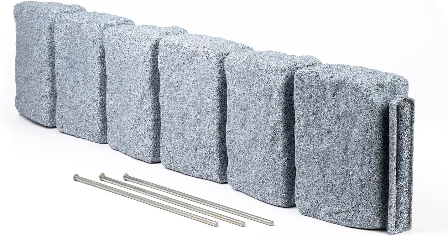 LIQI Landscape Edging| Faux Stone Block XL for Lawn Edging, Flower Beds ...