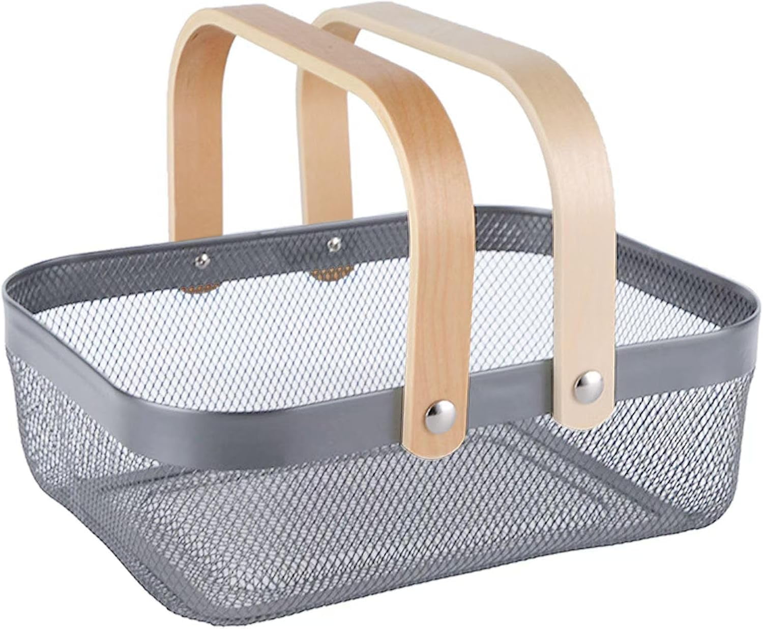 LIQI Metal Mesh Steel Basket, Storage Organizer Basket Garden Harvest ...