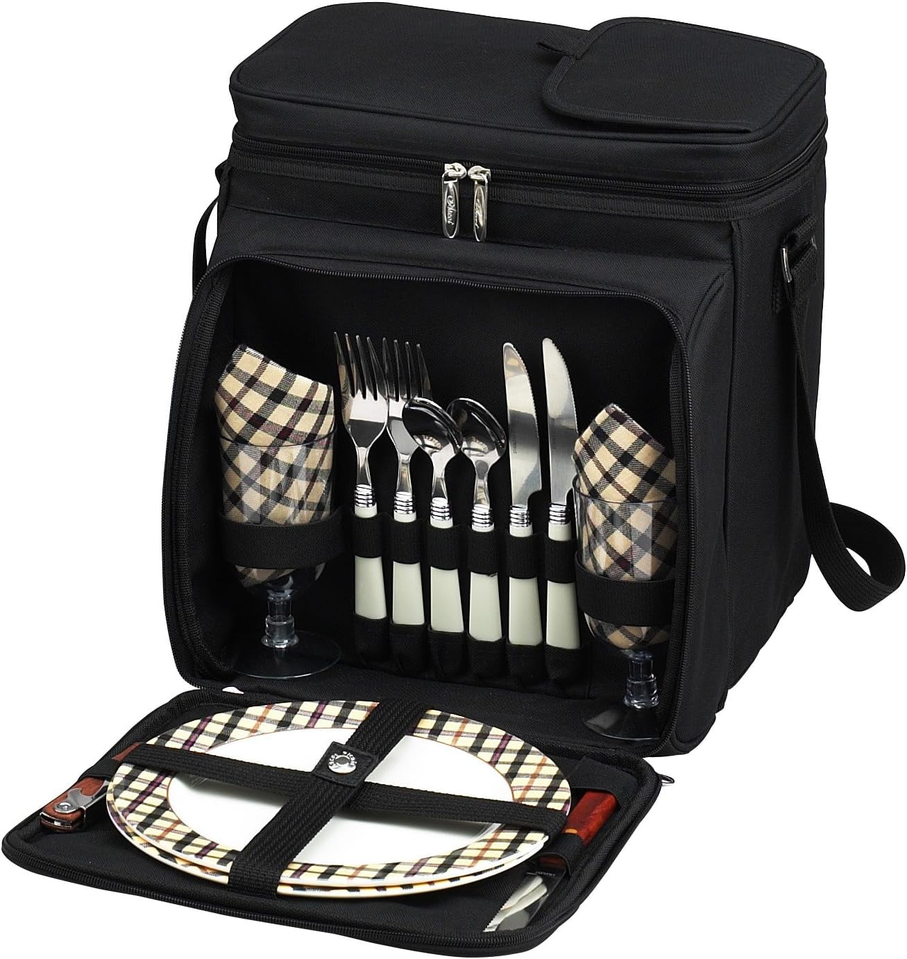 LIQI Original Insulated Picnic Basket/Cooler Equipped with Service for 2- Designed, Assembled ...