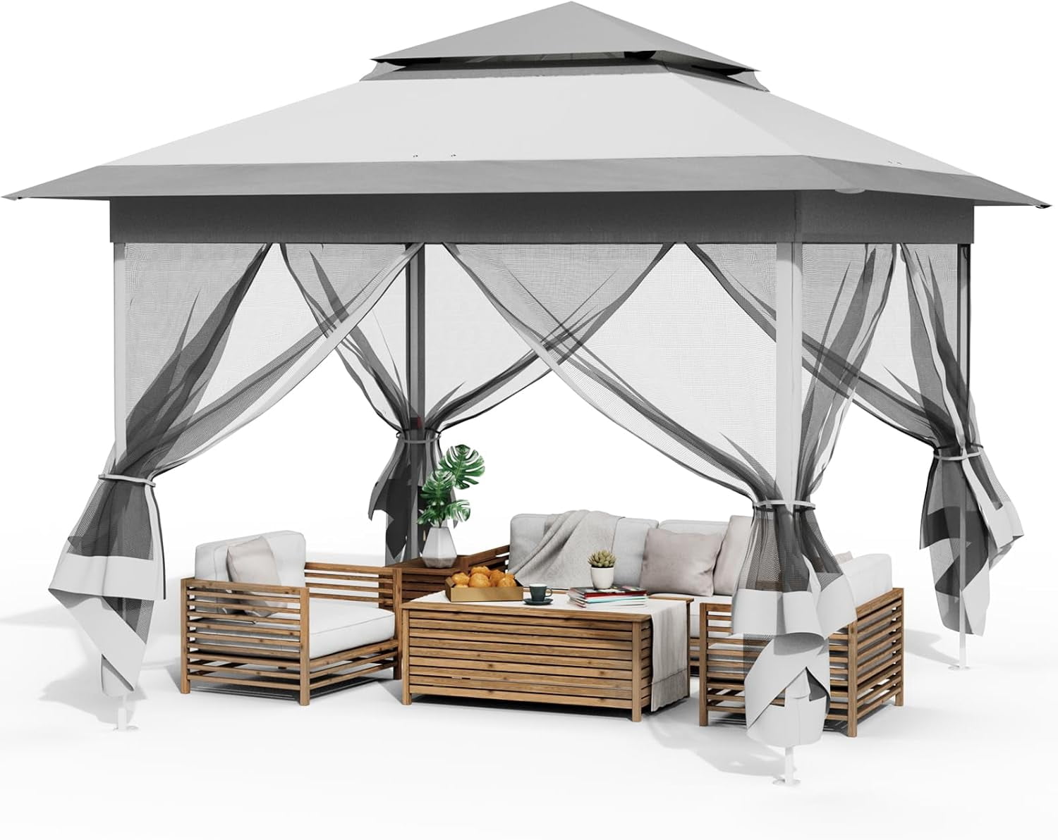 LIQI Pop Up Gazebo Tent, Outdoor Instant Canopy,Metal Frame, Screened ...
