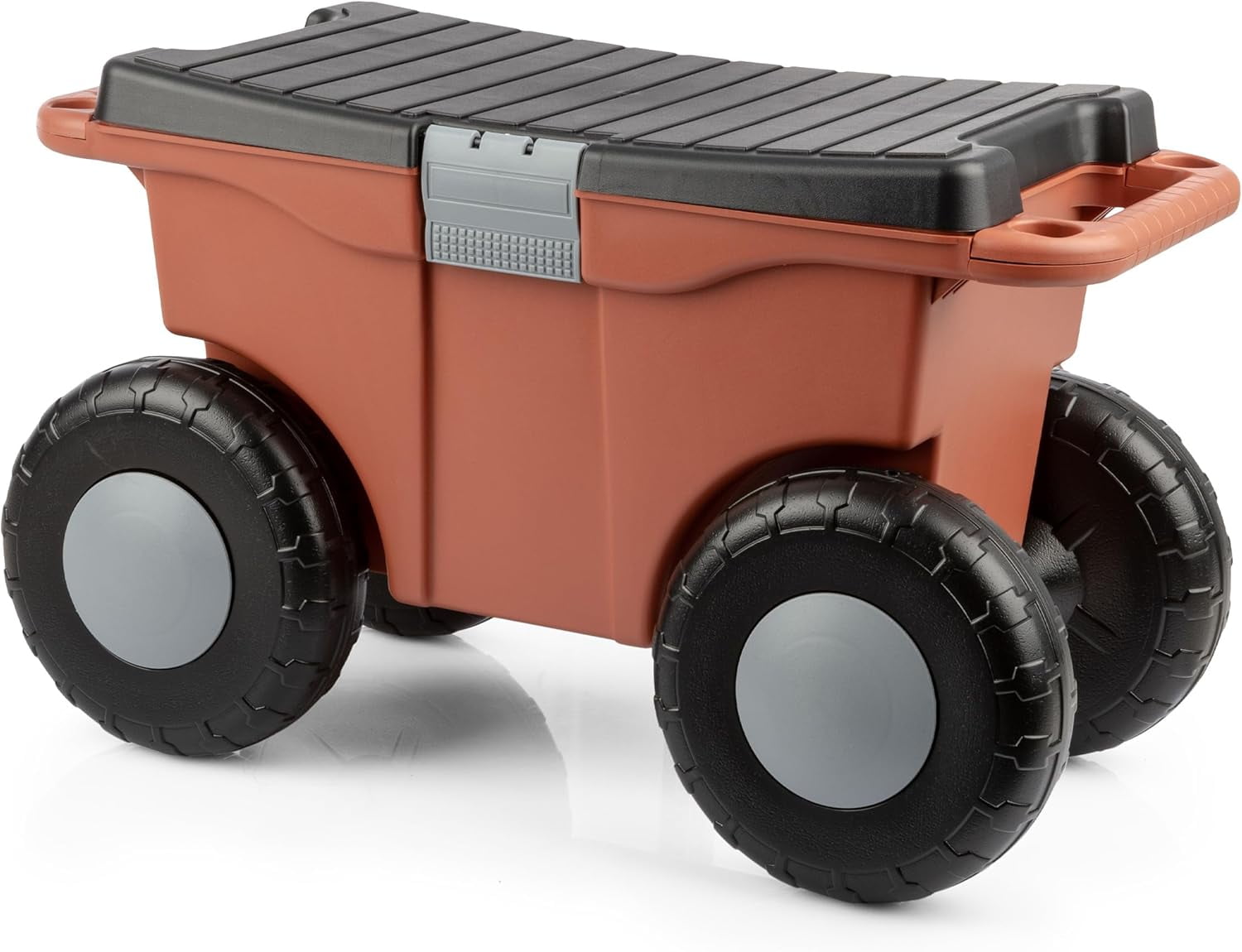 LIQI Rolling Garden Cart with Seat - Plastic Storage with Bench and ...