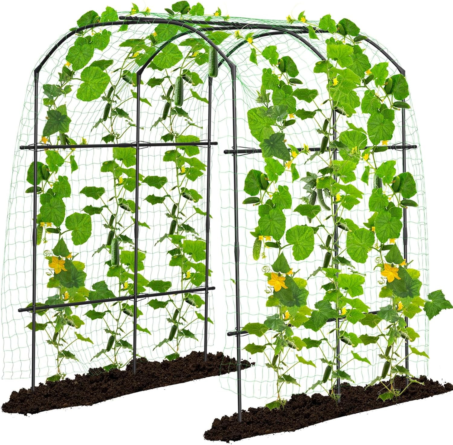 LIQI Tall Garden Arch Trellis for Climbing Plants, 87in Tall Metal Plant Support Trellis Archway ...