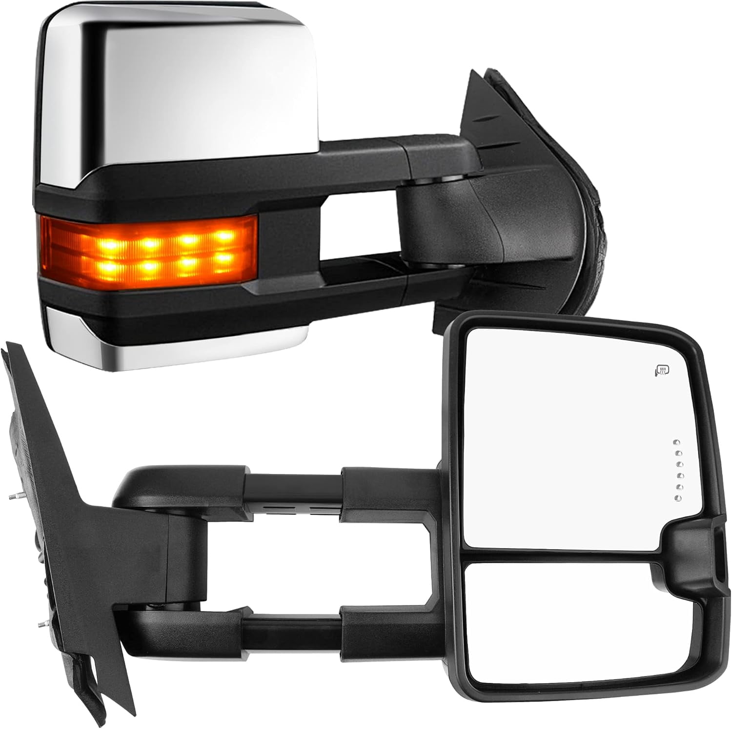 LIQI Towing Mirrors Compatible with Chevy GMC, Power Heated LED Arrow ...