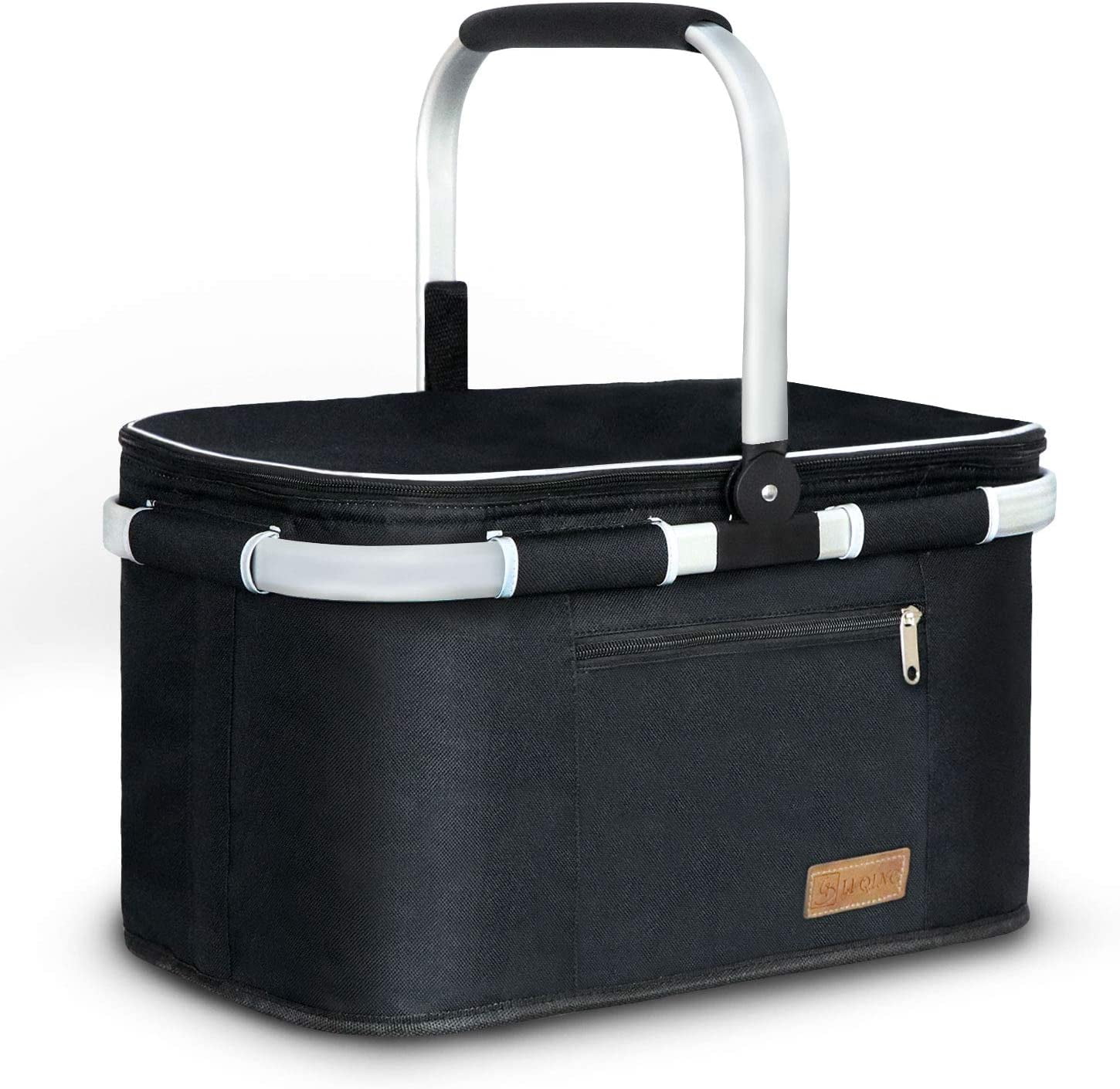 LIQING 35L Large Collapsible Picnic Basket, Insulated & Leak-Proof for ...