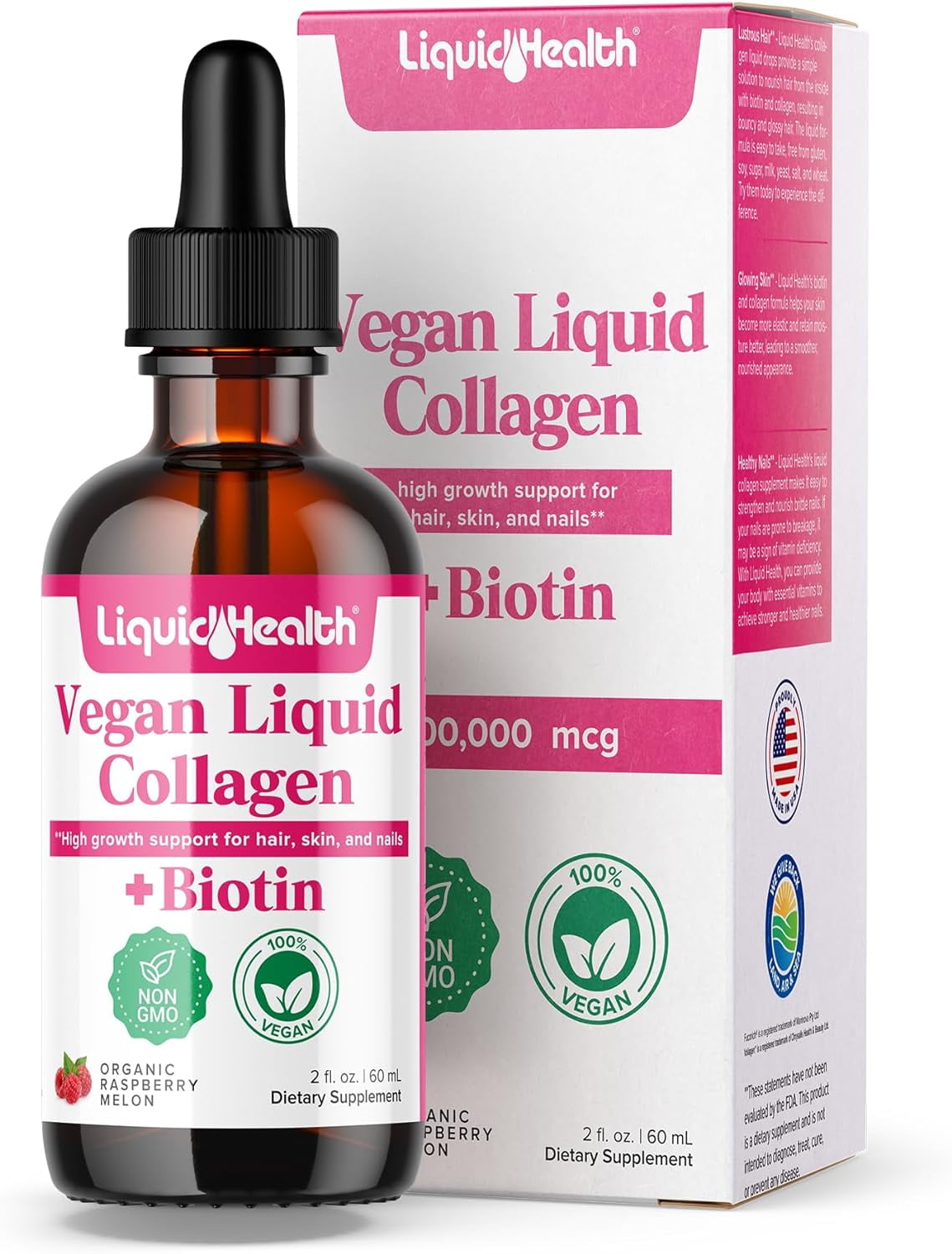 LIQUIDHEALTH Vegan Collagen with Biotin Liquid Drops for Hair, Skin ...