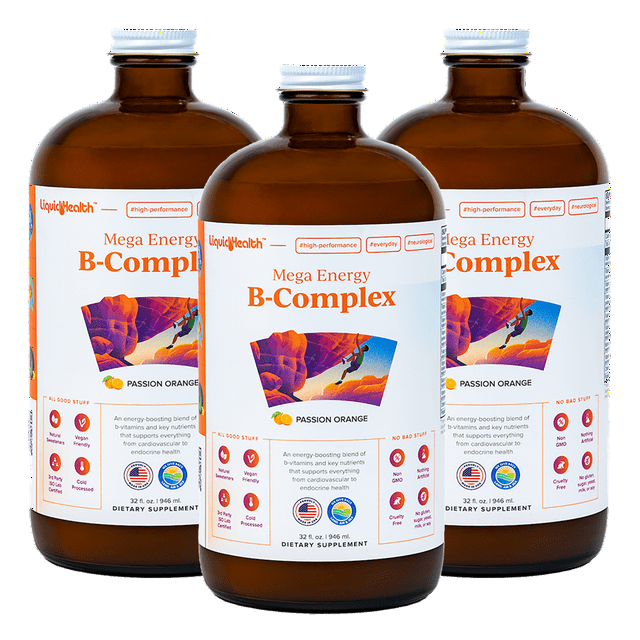 LIQUIDHEALTH 32 Oz B Complex Liquid Super Mega Energy Active B Vitamins ...