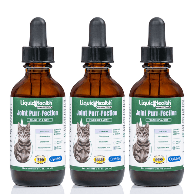 LIQUIDHEALTH Joint Purr-Fection Liquid Glucosamine for Cats, 2.3 Oz 3 ...