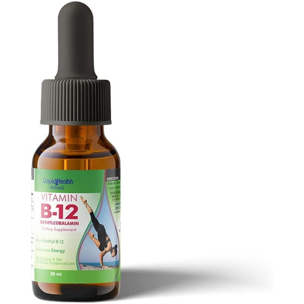 LIQUIDHEALTH Vitamin B12 Liquid Drops Natural Supplement for Energy, 2 ...