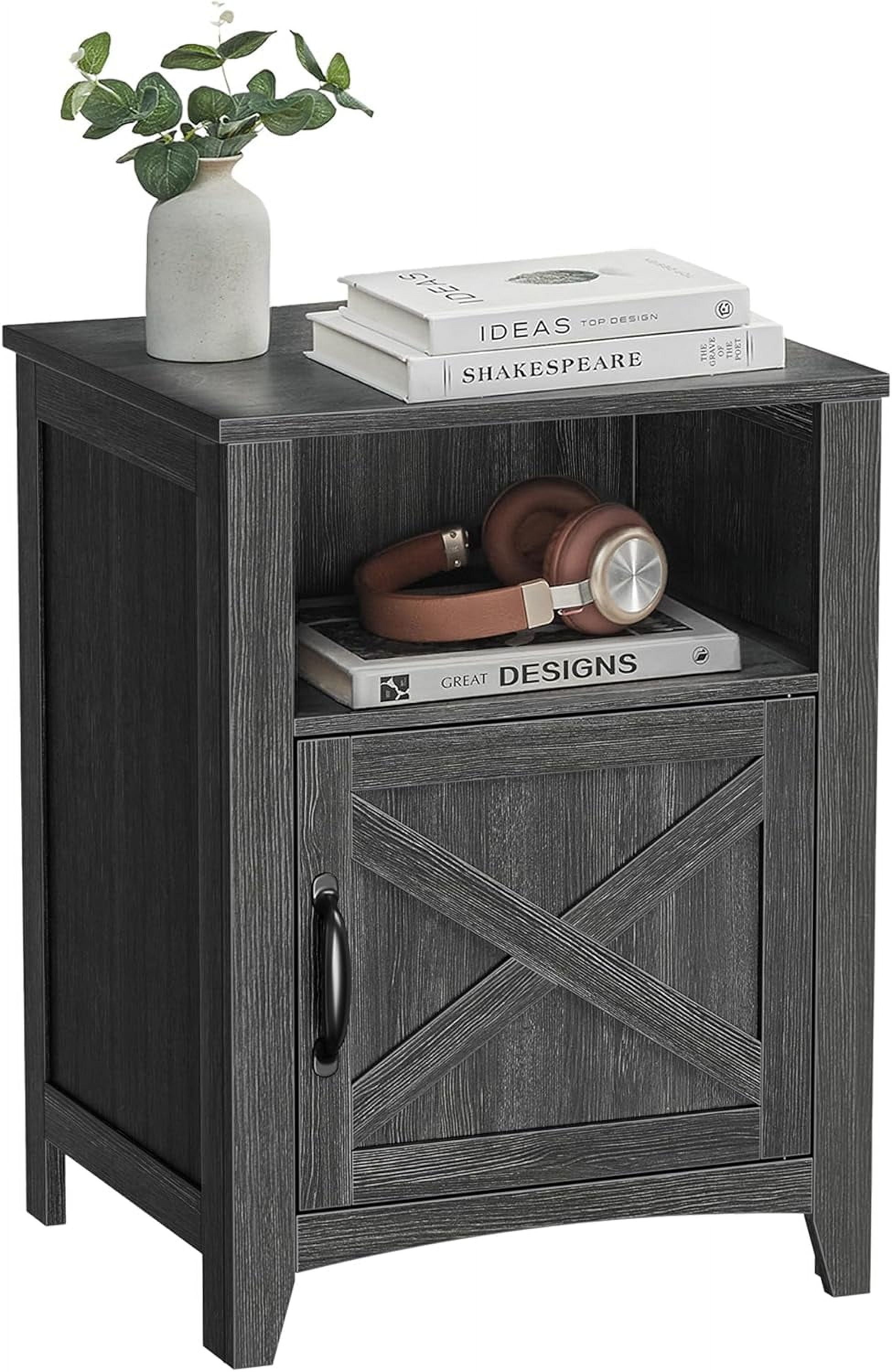 LIRY Collection - Farmhouse Nightstand with Barn Door, Bedside Table ...