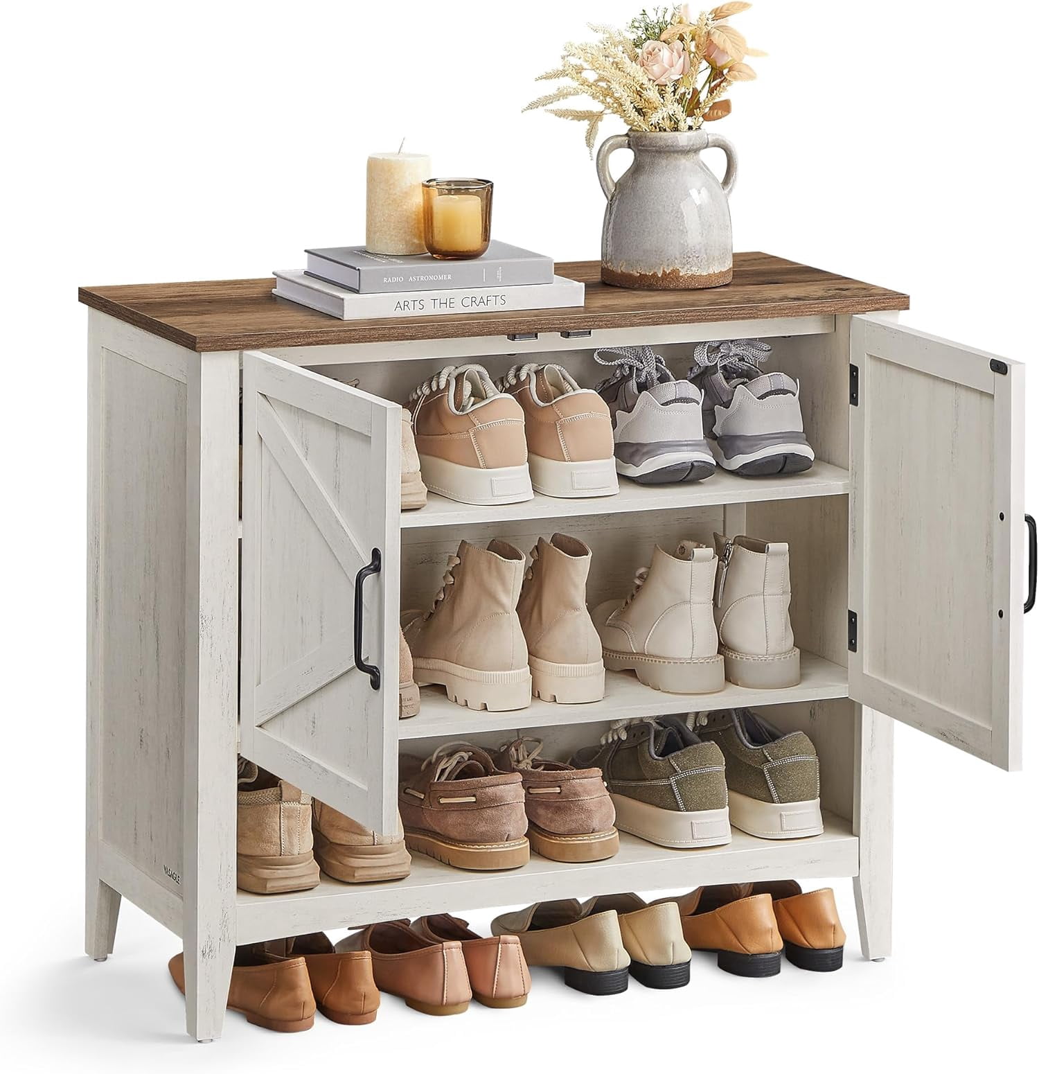 LIRY Collection - Shoe Cabinet, 3-Tier Storage Organizer, Shoe Shelf ...