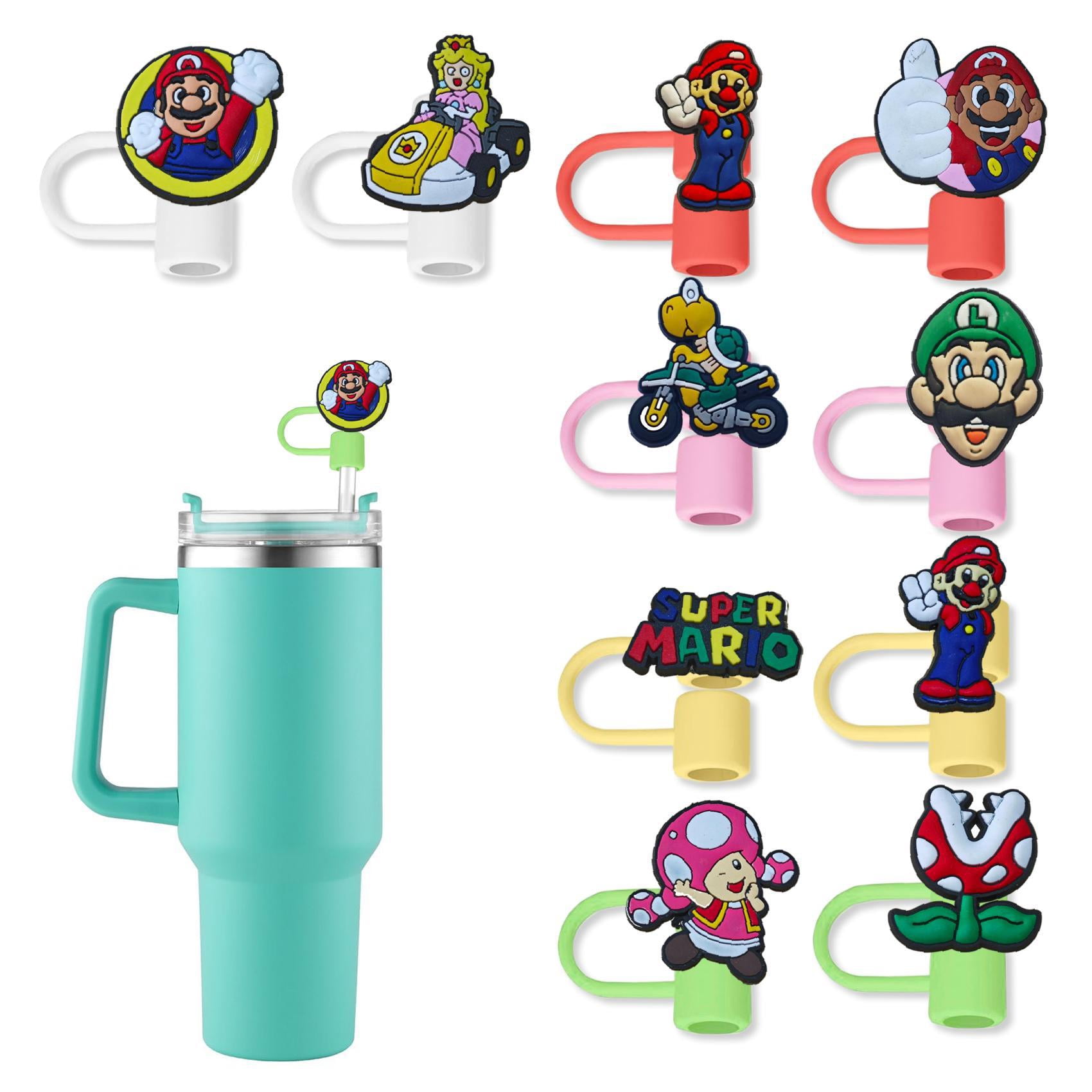 LISACANN 10Pcs Straw Covers Cap for Stanley Cup, Cute Super Mario ...