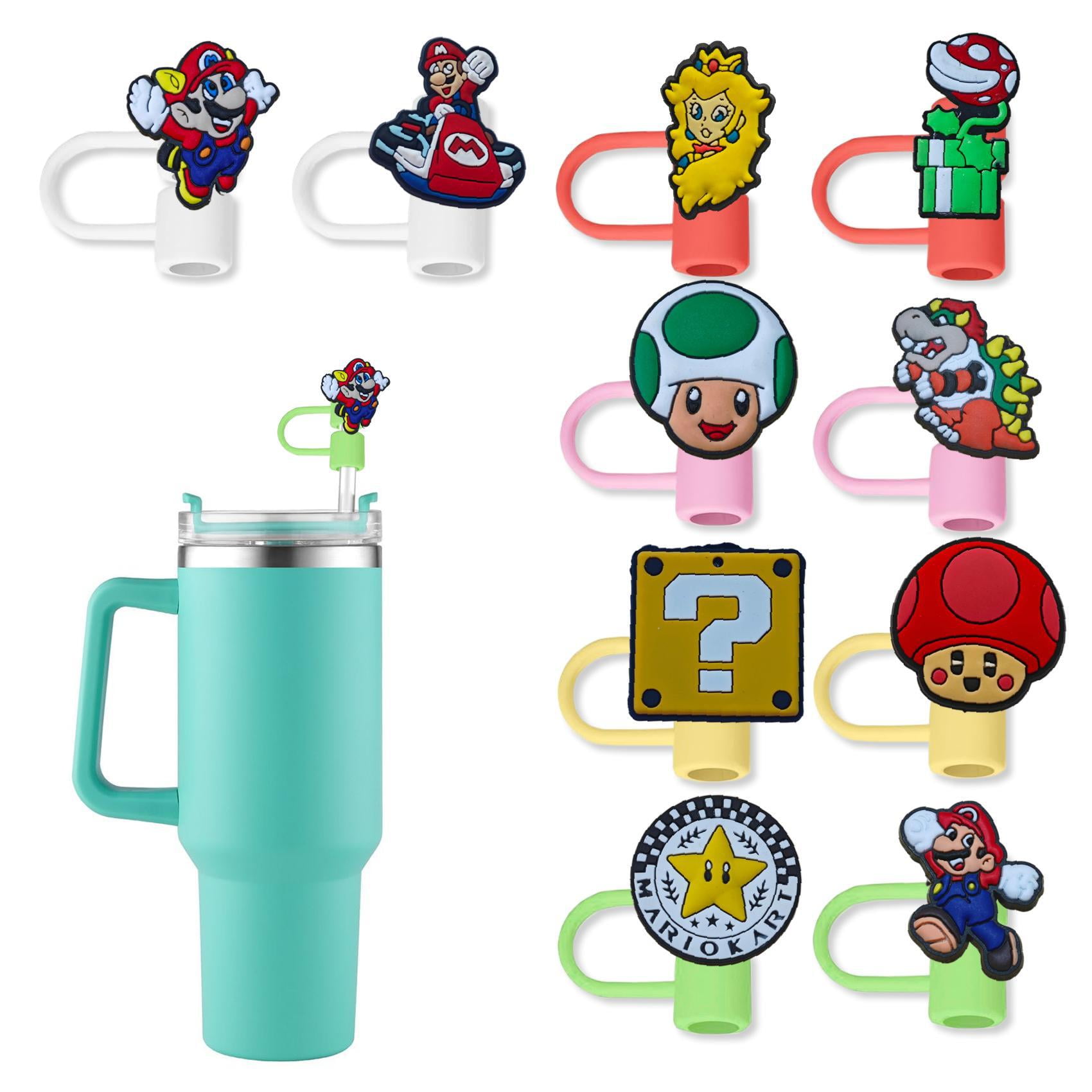 LISACANN 10Pcs Straw Covers Cap for Stanley Cup, Cute Super Mario ...