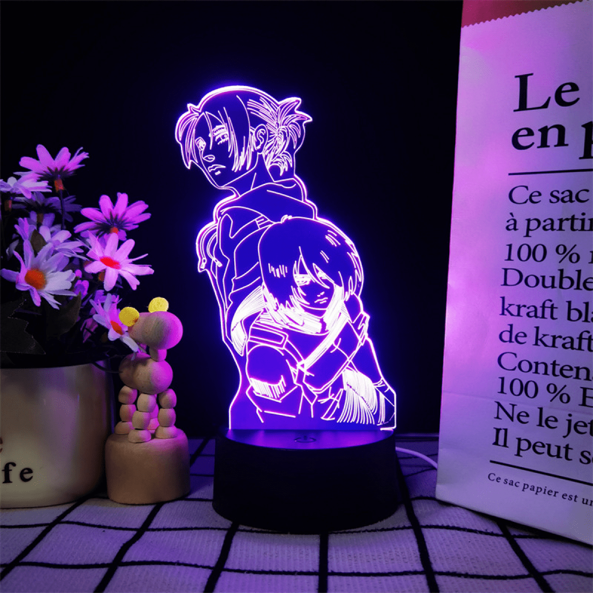 LISACANN 3D Night Light for Kids, Attack on Titan 3D Illusion Lamp with ...