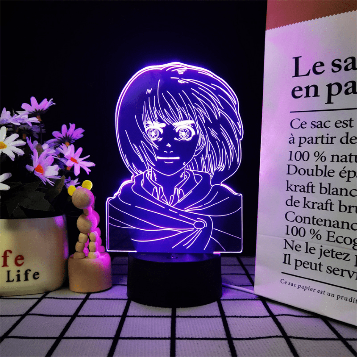LISACANN 3D Night Light for Kids, Attack on Titan 3D Illusion Lamp with ...