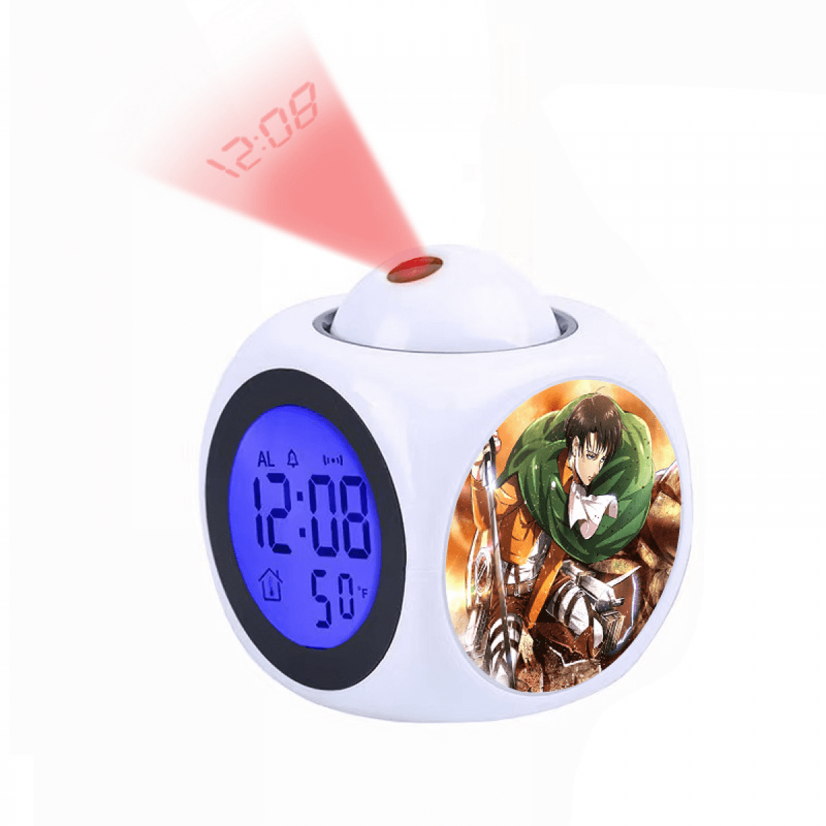 LISACANN Digital Alarm Clock, Cartoon Attack on Titan Pattern Rotatable ...