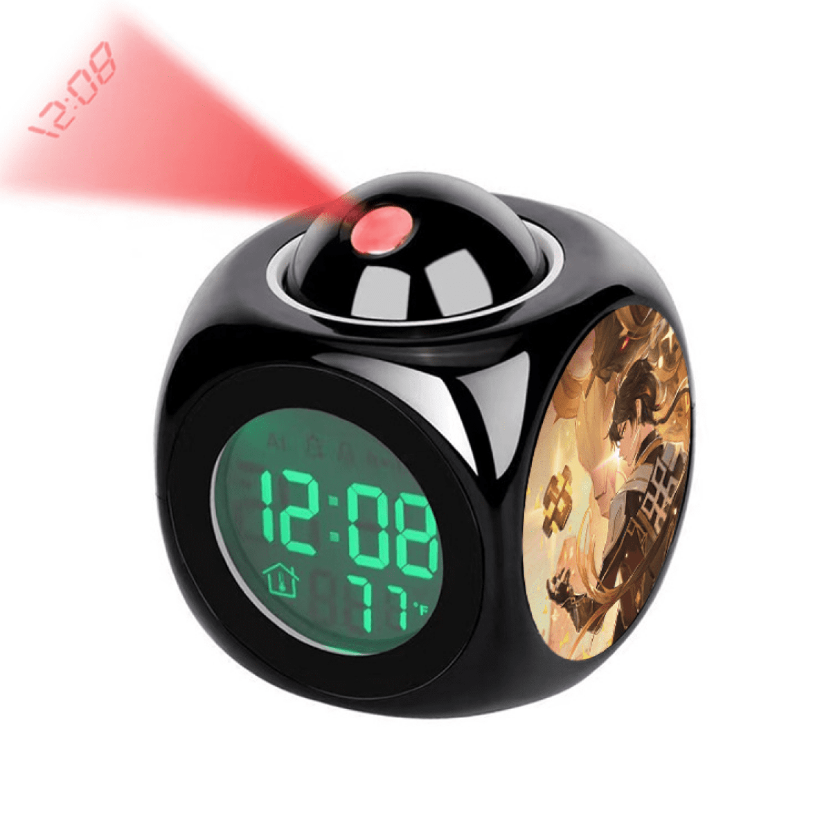 LISACANN Digital Alarm Clock, Cartoon Genshin_Impact Academia Pattern Rotatable Projection Clock ...