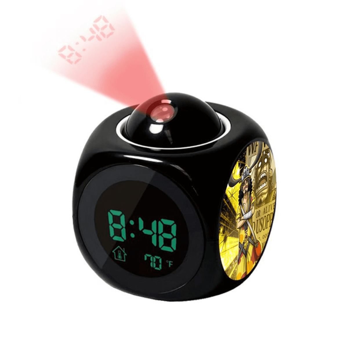 LISACANN Digital Alarm Clock, Cartoon ONE_PIECE Pattern Rotatable ...