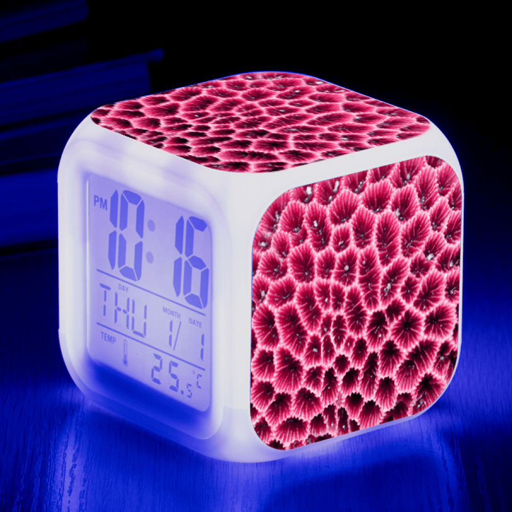 LISACANN Digital Alarm Clock for Kids, Cartoon Coral Pattern 7 LED ...
