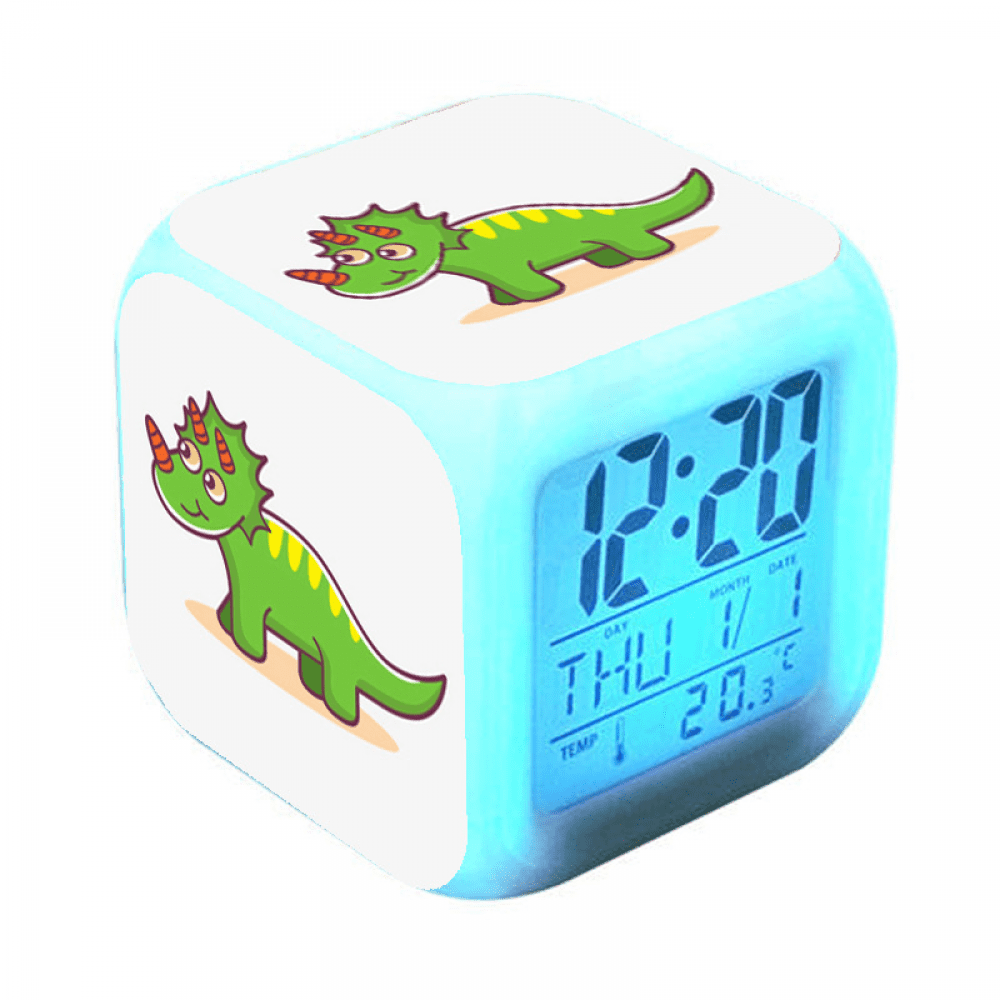 LISACANN Digital Alarm Clock for Kids, Cartoon Dinosaurs Pattern 7 LED ...