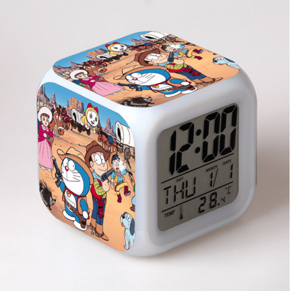 LISACANN Digital Alarm Clock for Kids, Cartoon Doraemon Pattern 7 LED ...