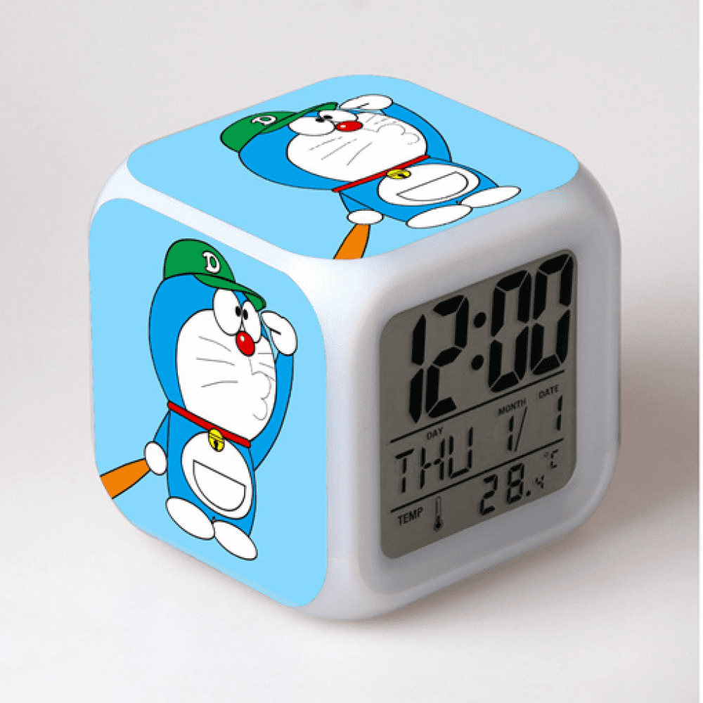 LISACANN Digital Alarm Clock for Kids, Cartoon Doraemon Pattern 7 LED ...