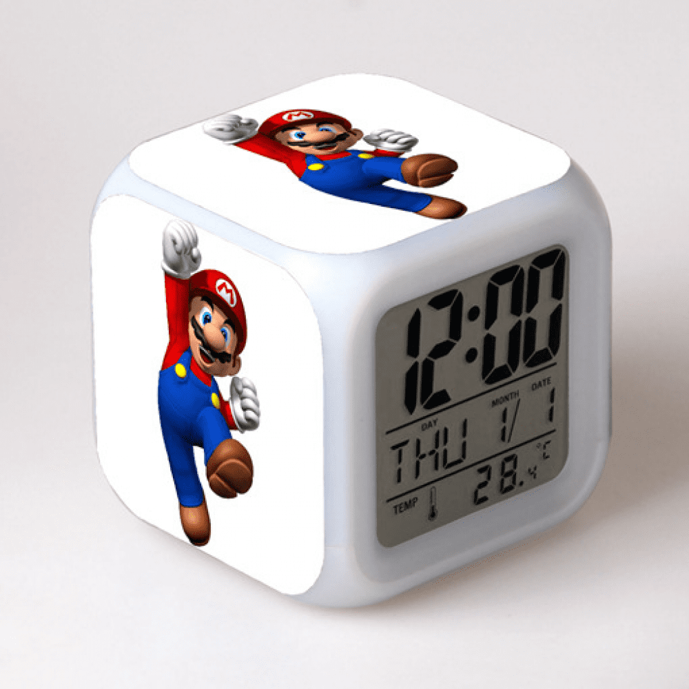 LISACANN Digital Alarm Clock for Kids, Cartoon Mario Pattern 7 LED ...