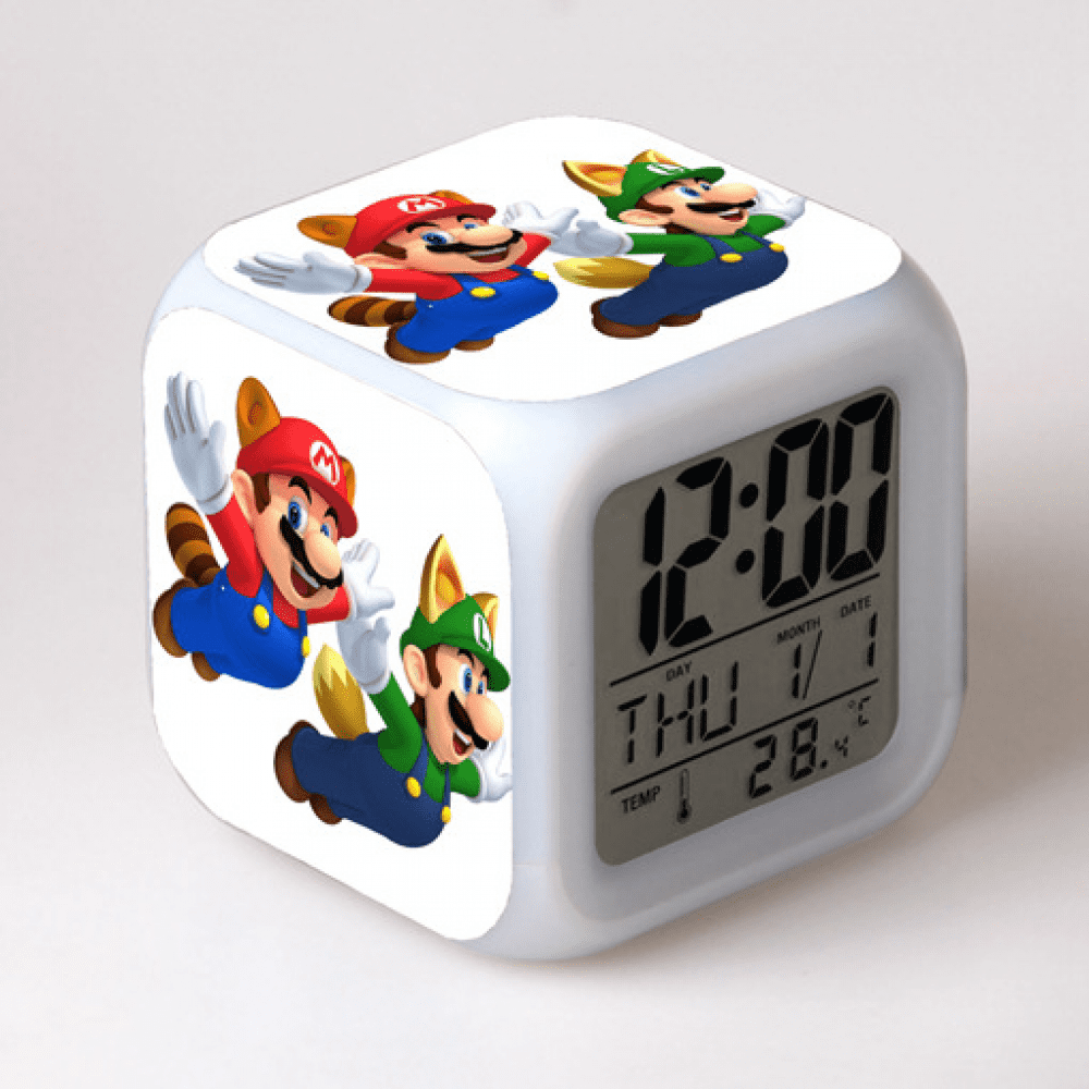 LISACANN Digital Alarm Clock for Kids, Cartoon Super Mario Pattern 7 ...