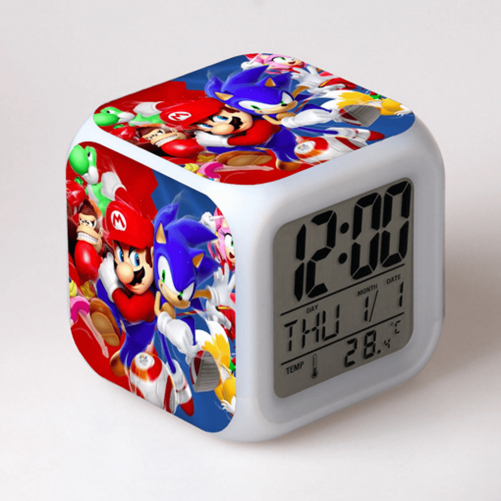 LISACANN Digital Alarm Clock for Kids, Cartoon Super Mario Pattern 7 ...