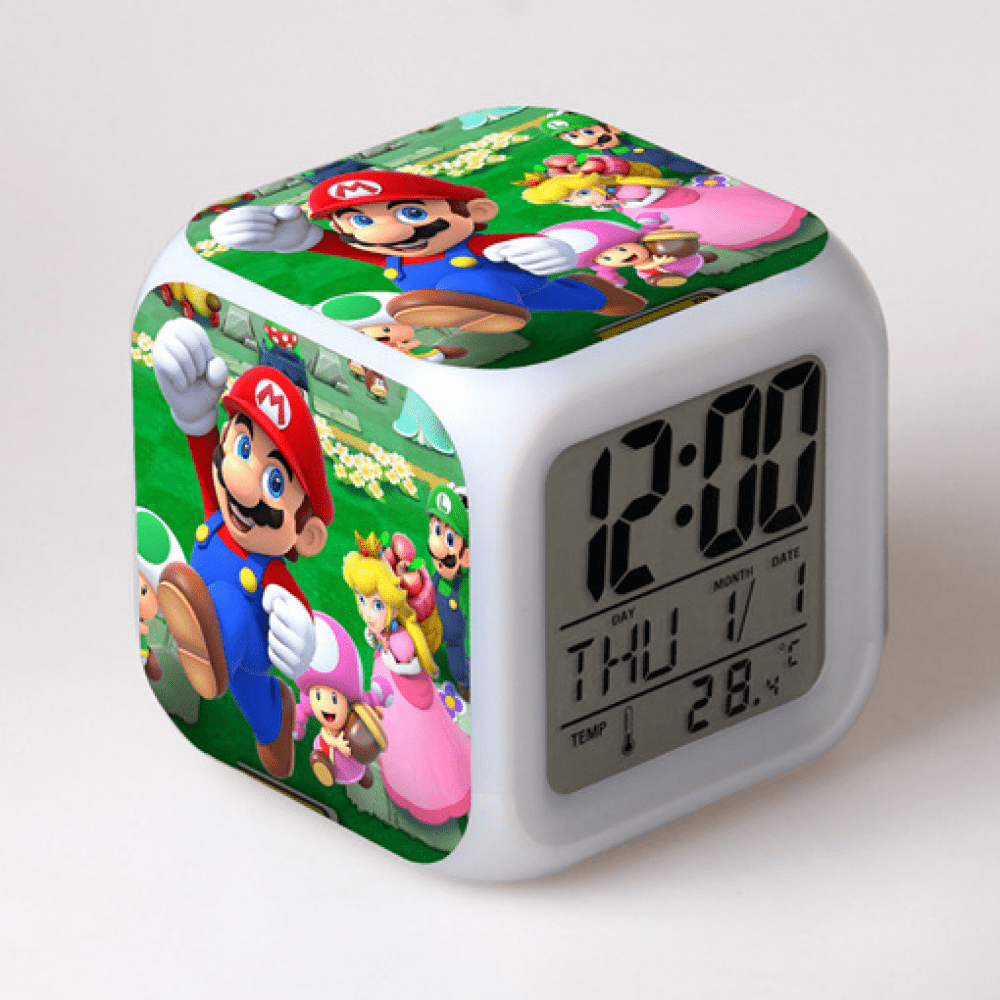 LISACANN Digital Alarm Clock for Kids, Cartoon Super Mario Pattern 7 ...