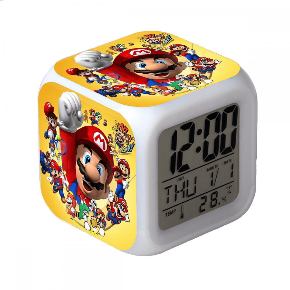 LISACANN Digital Alarm Clock for Kids, Cartoon Super Mario Pattern 7 ...