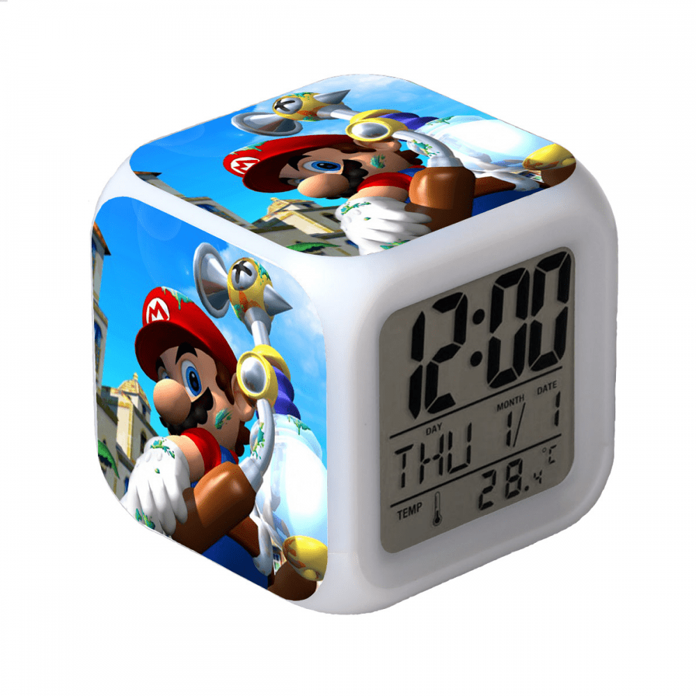 LISACANN Digital Alarm Clock for Kids, Cartoon Super Mario Pattern 7 ...