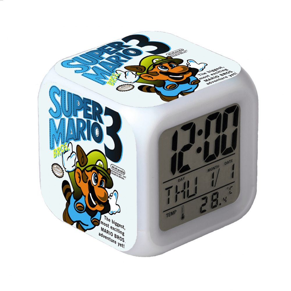 LISACANN Digital Alarm Clock for Kids, Cartoon Super Mario Pattern 7 ...