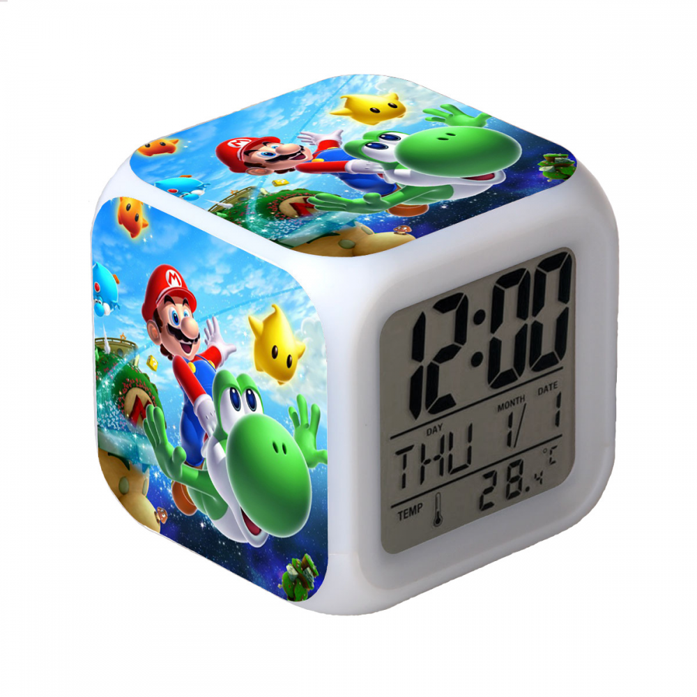 LISACANN Digital Alarm Clock for Kids, Cartoon Super Mario Pattern 7 ...